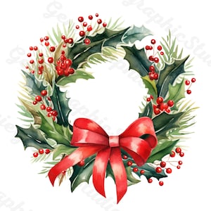 Christmas Wreath Clipart, Christmas Clipart, Winter Png, Holiday ...