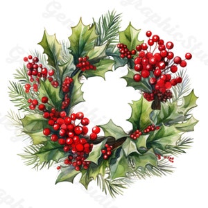 Christmas Wreath Clipart, Christmas Clipart, Winter Png, Holiday ...