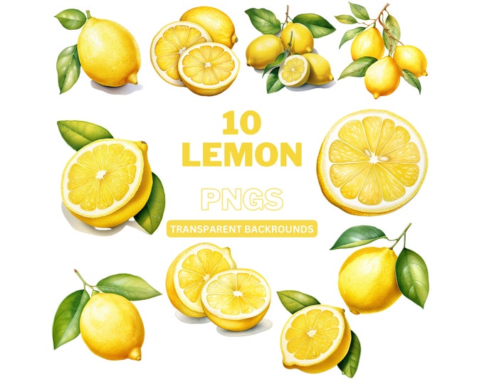 Watercolor Lemon Clipart - PNG - Instant Download - Commercial Use ...
