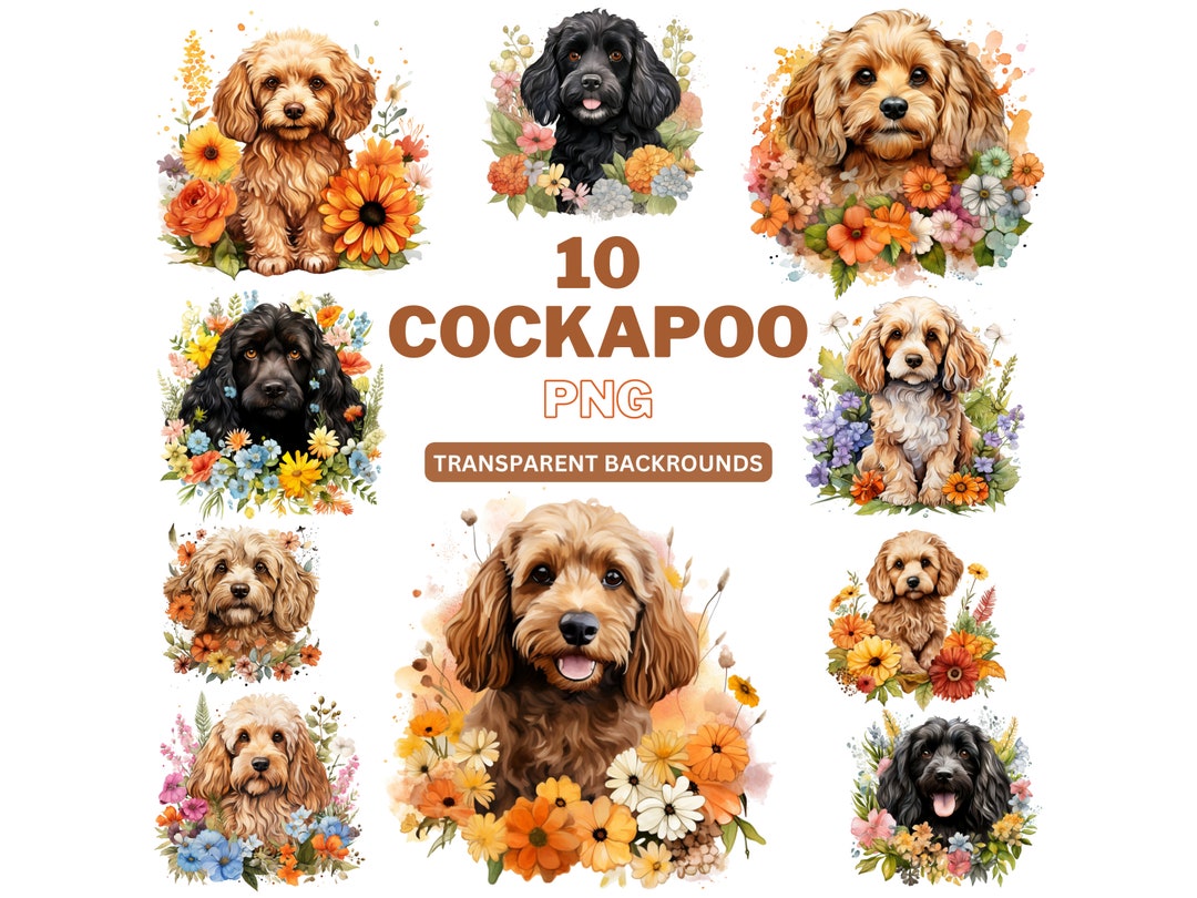 Cockapoo PNG Bundle, Dog PNG, Dog Clipart, Printable Dog Art for Pet ...