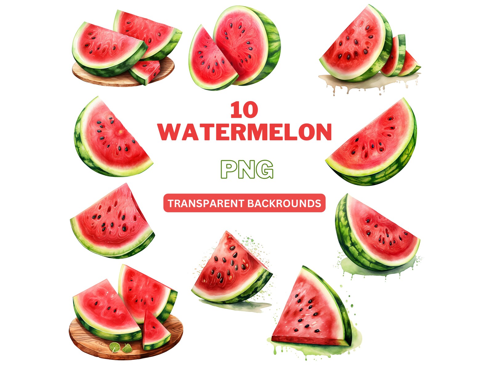 Watermelon Clipart, Fruit Clipart, Summer Clipart, Watercolour Food ...