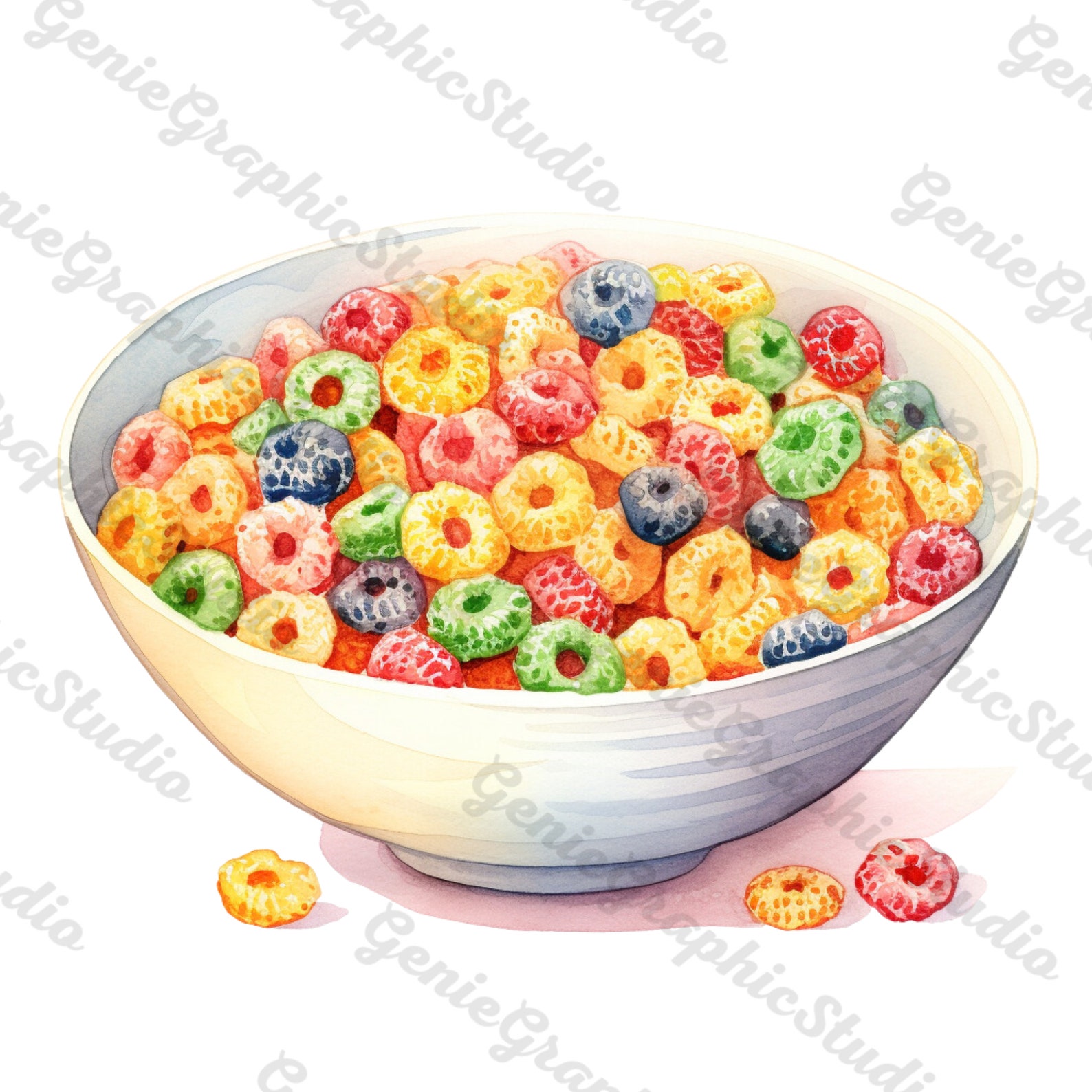 Watercolor Cereal Clipart: Fruit & Cereal Bowl Pngs (commercial Use) - Etsy