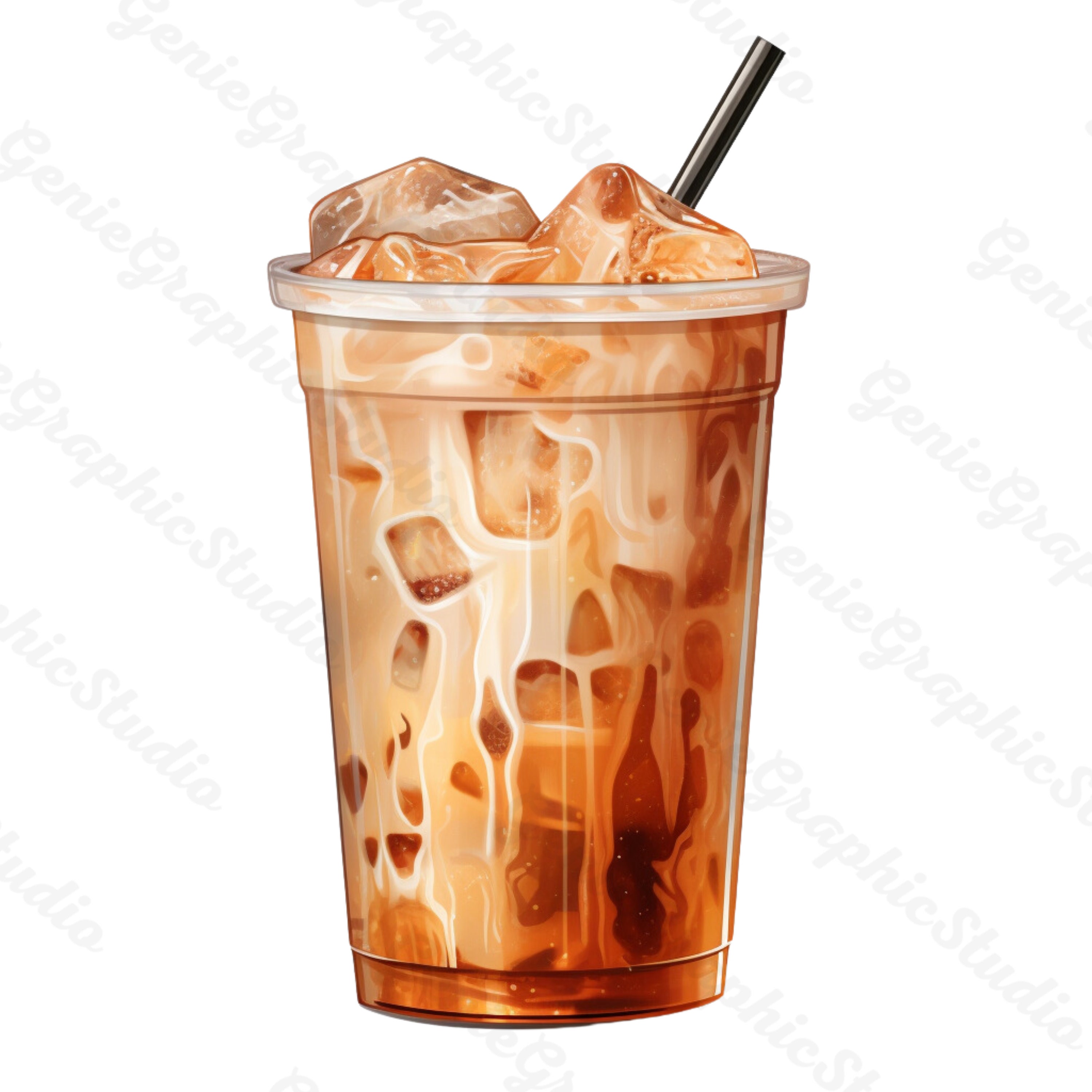 Coffee Clipart, Iced Coffee Png, Printable Wall Art, Watercolor Coffee ...