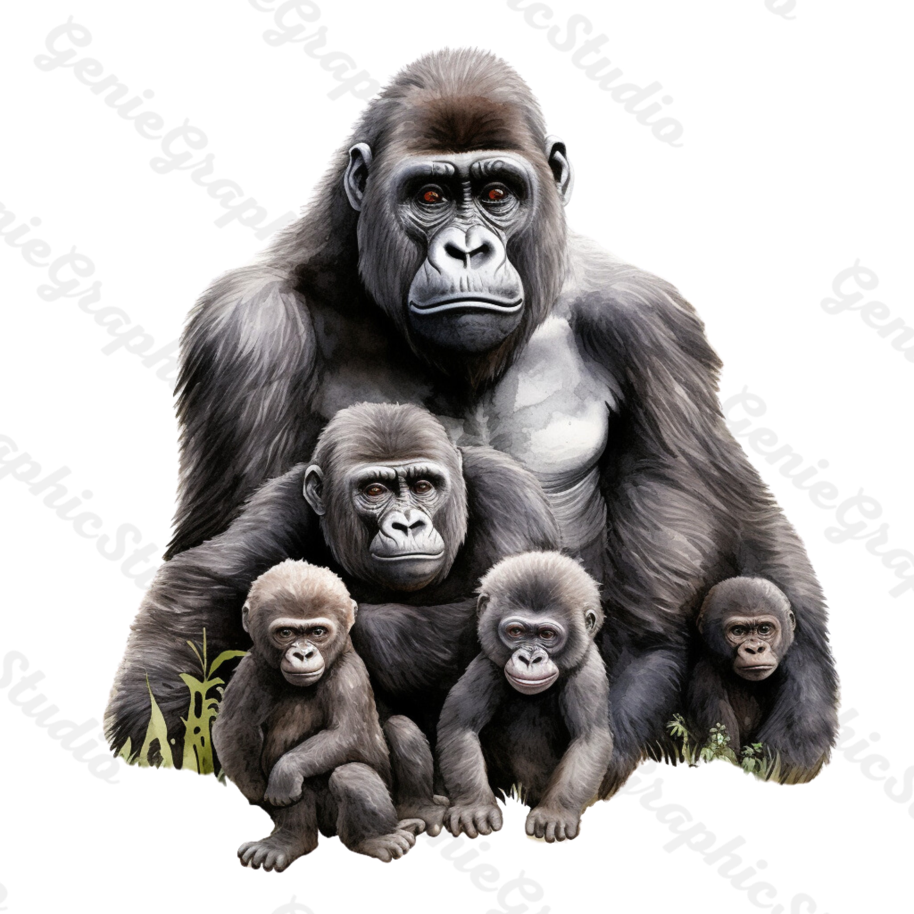 Gorilla Png Bundle - Animal Clipart, Zoo Animal Png, Watercolour Png ...