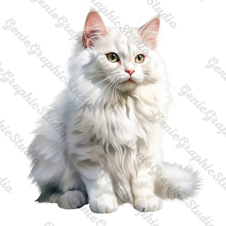 Watercolor Cat Clipart, Cute Kitten PNG, Commercial Use (digital ...