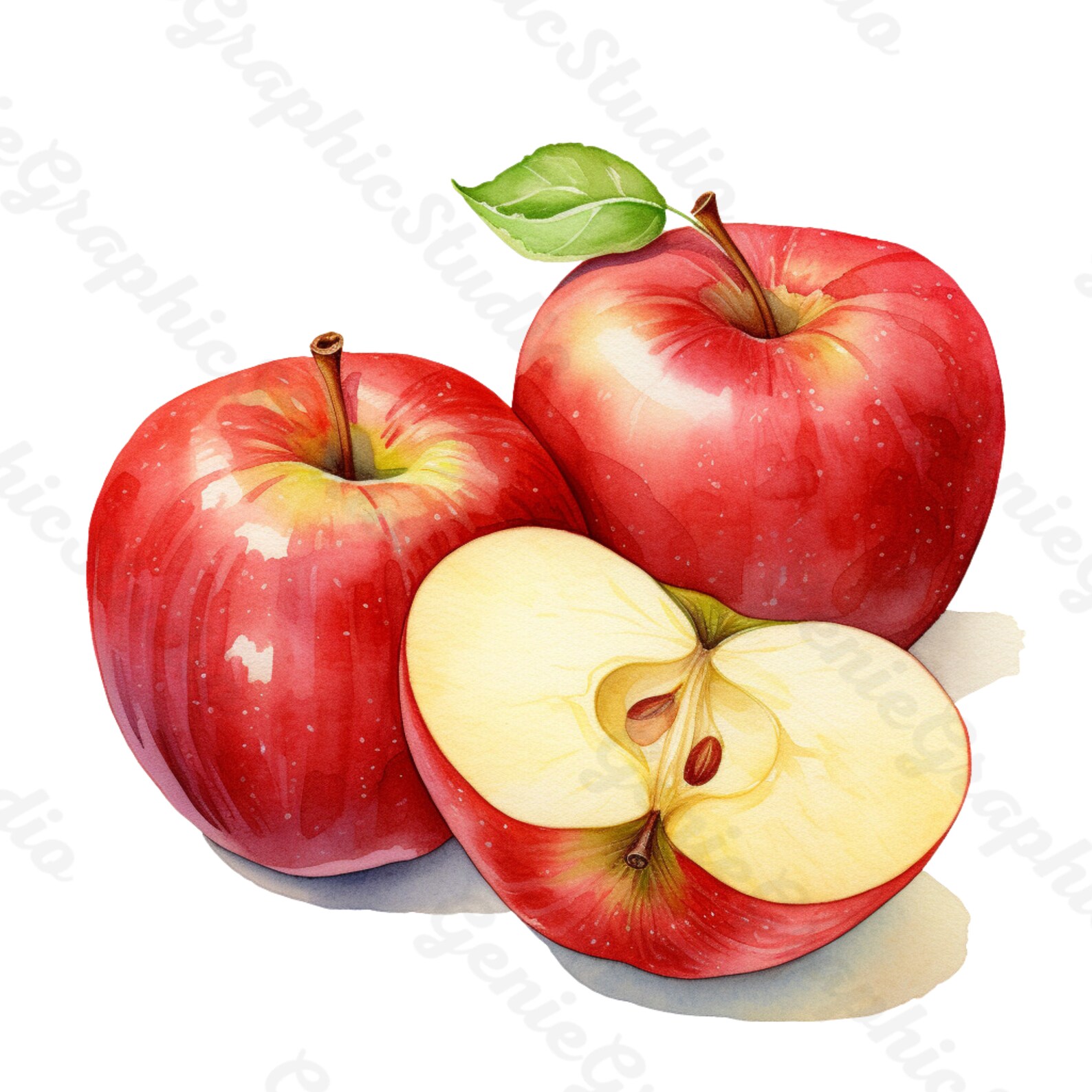 Apple Clipart, Apple PNG, Fruit Clipart, Summer Clipart, Printable Wall ...