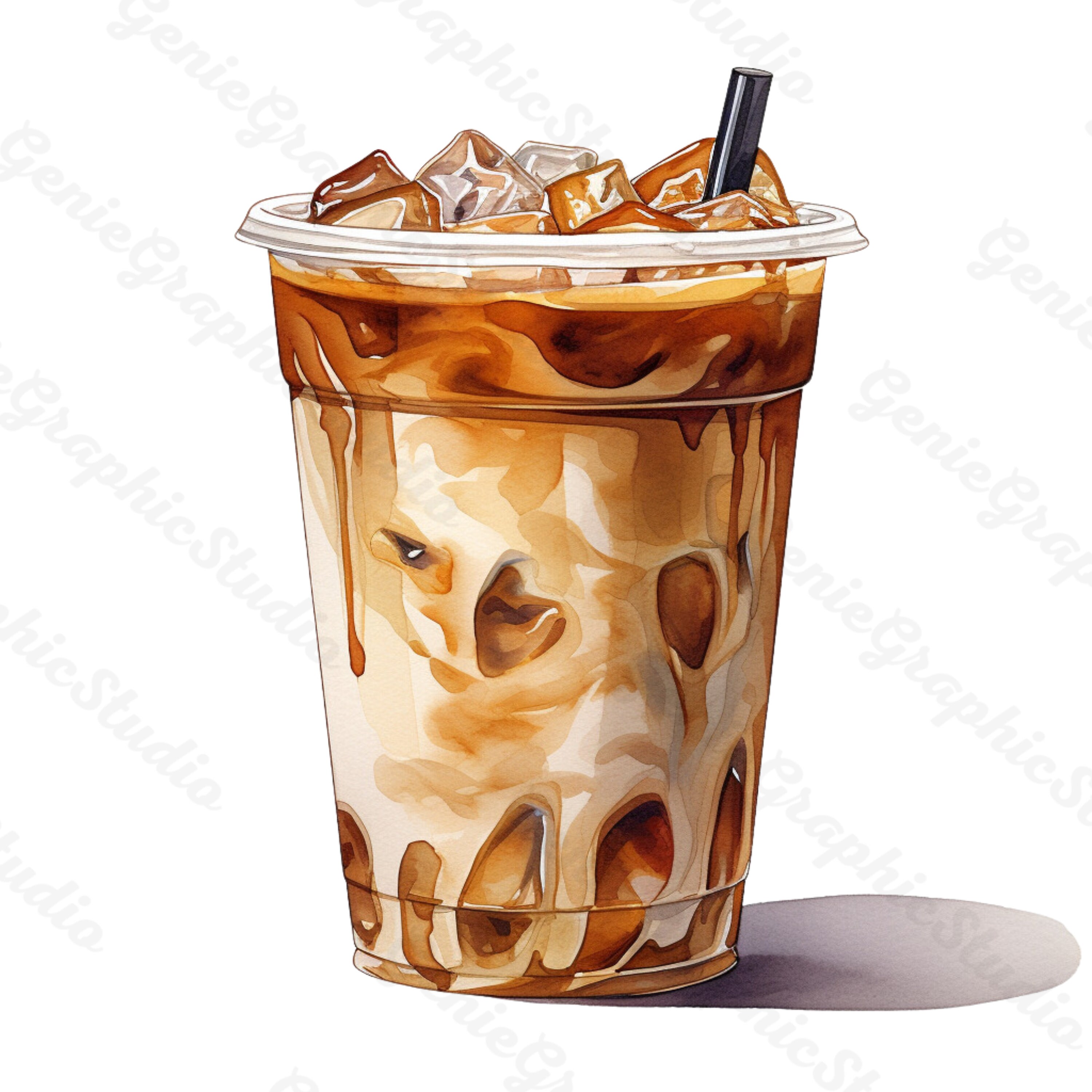Watercolor Iced Coffee Clipart: PNG Printable Art (digital Download) - Etsy