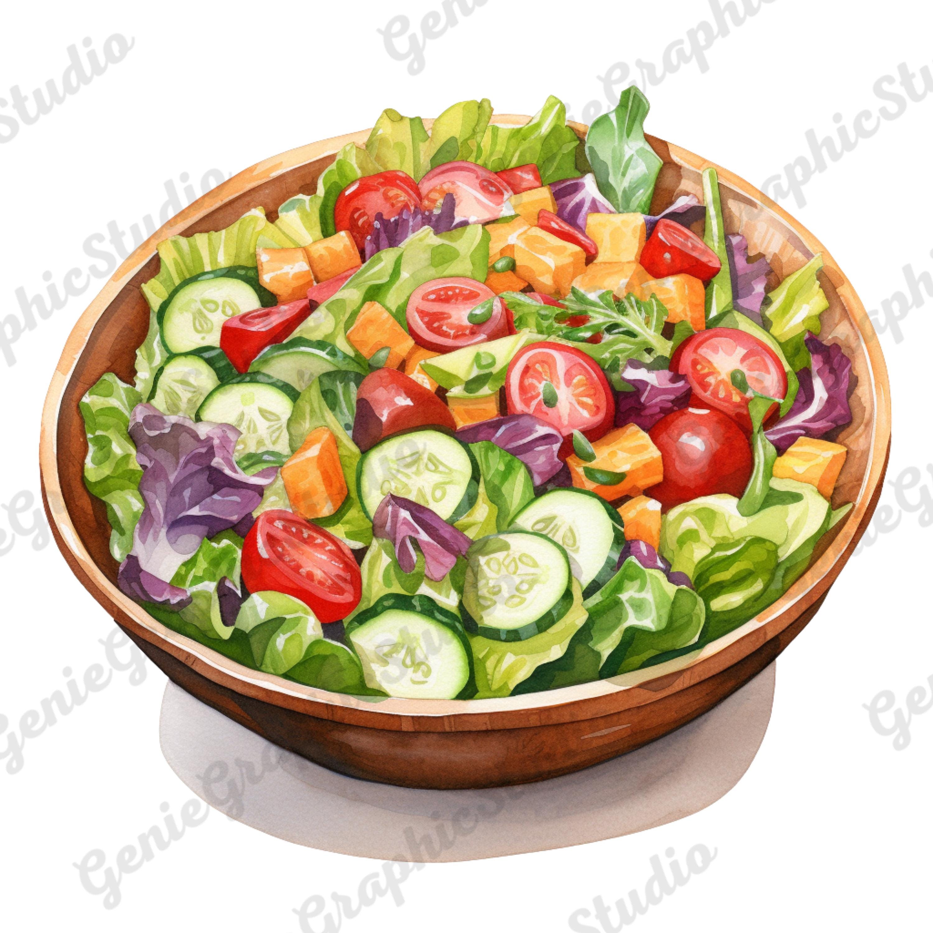 Salad Clipart, Healthy Food Png, Printable Wall Art, Watercolor Salad ...