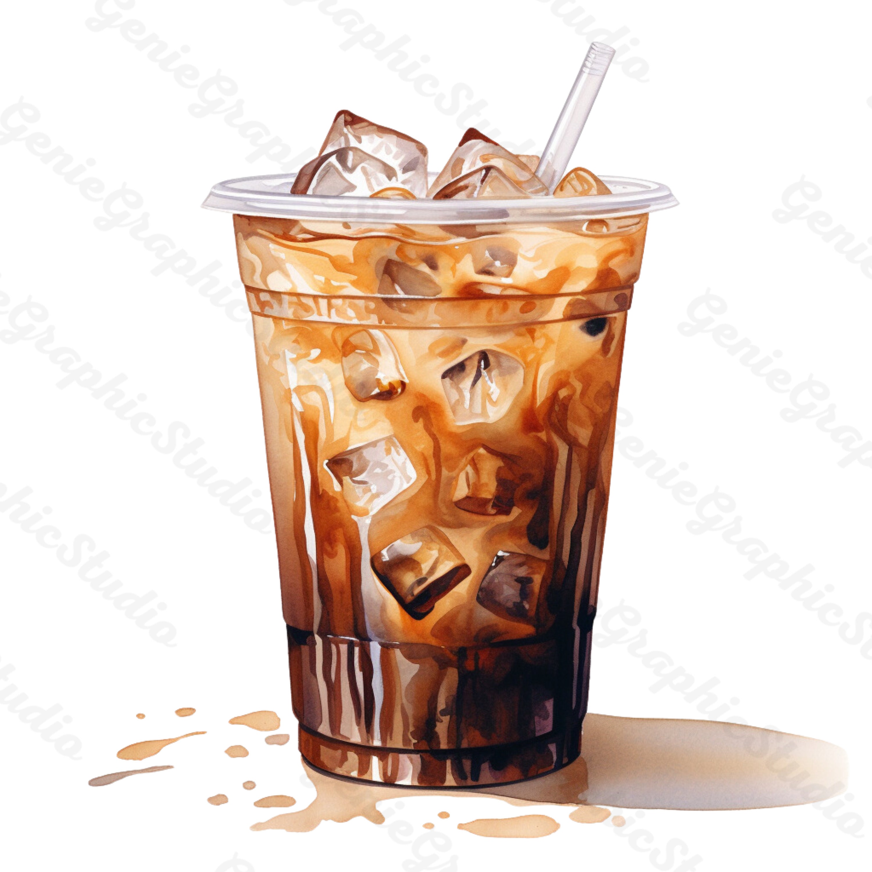 Watercolor Iced Coffee Clipart: PNG Printable Art (digital Download) - Etsy