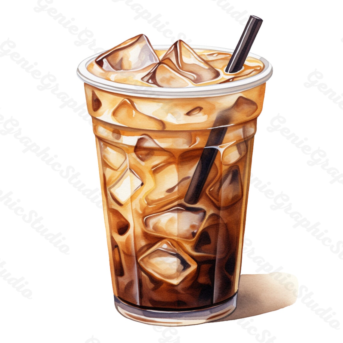 Watercolor Iced Coffee Clipart: PNG Printable Art (digital Download) - Etsy