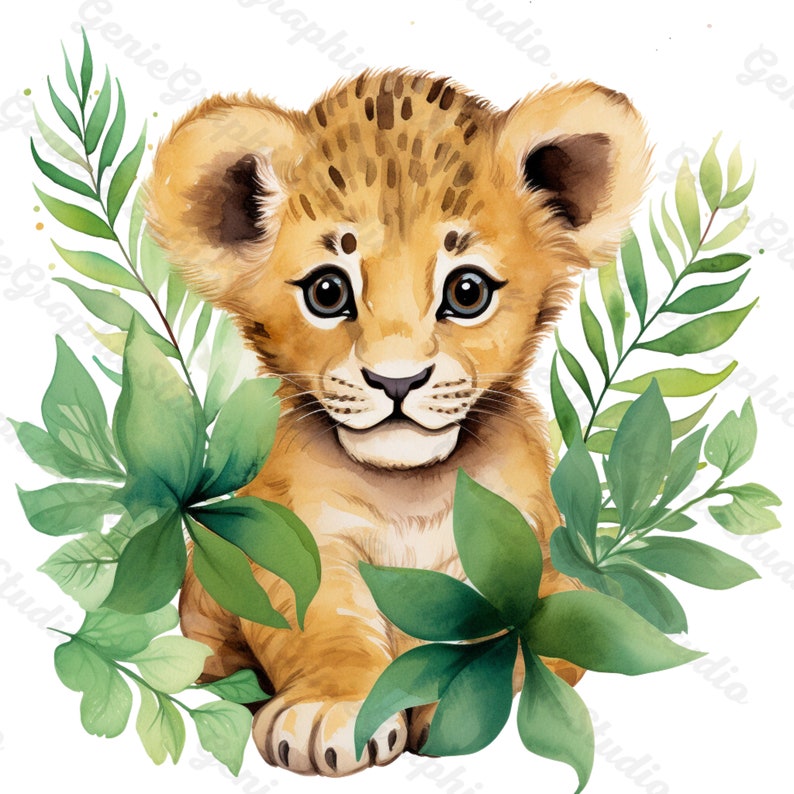 Cute Jungle Animals Clipart, Baby Shower Clipart, Watercolor Safari ...