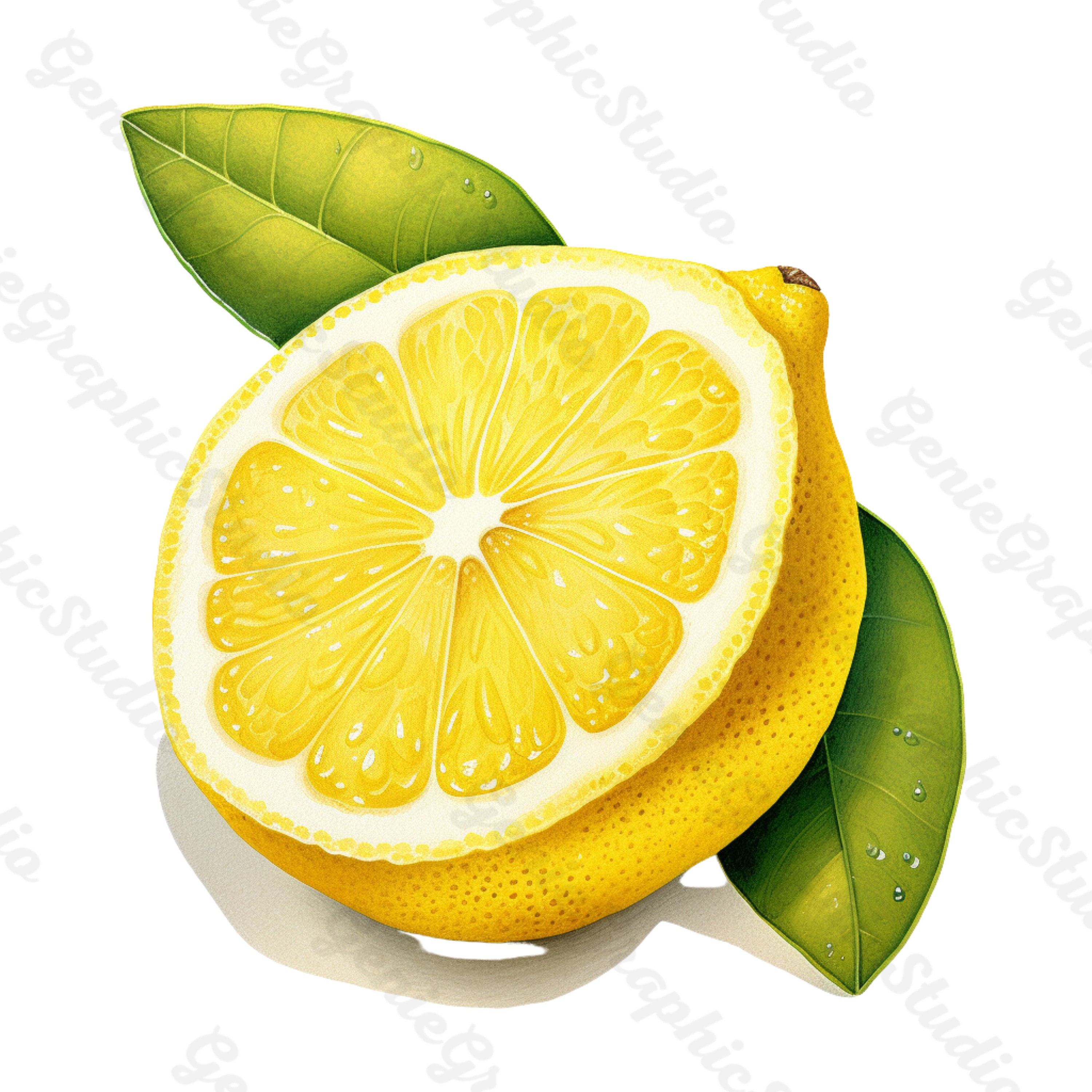 Watercolor Lemon Clipart: Summer Fruit PNG, Commercial Use (digital ...