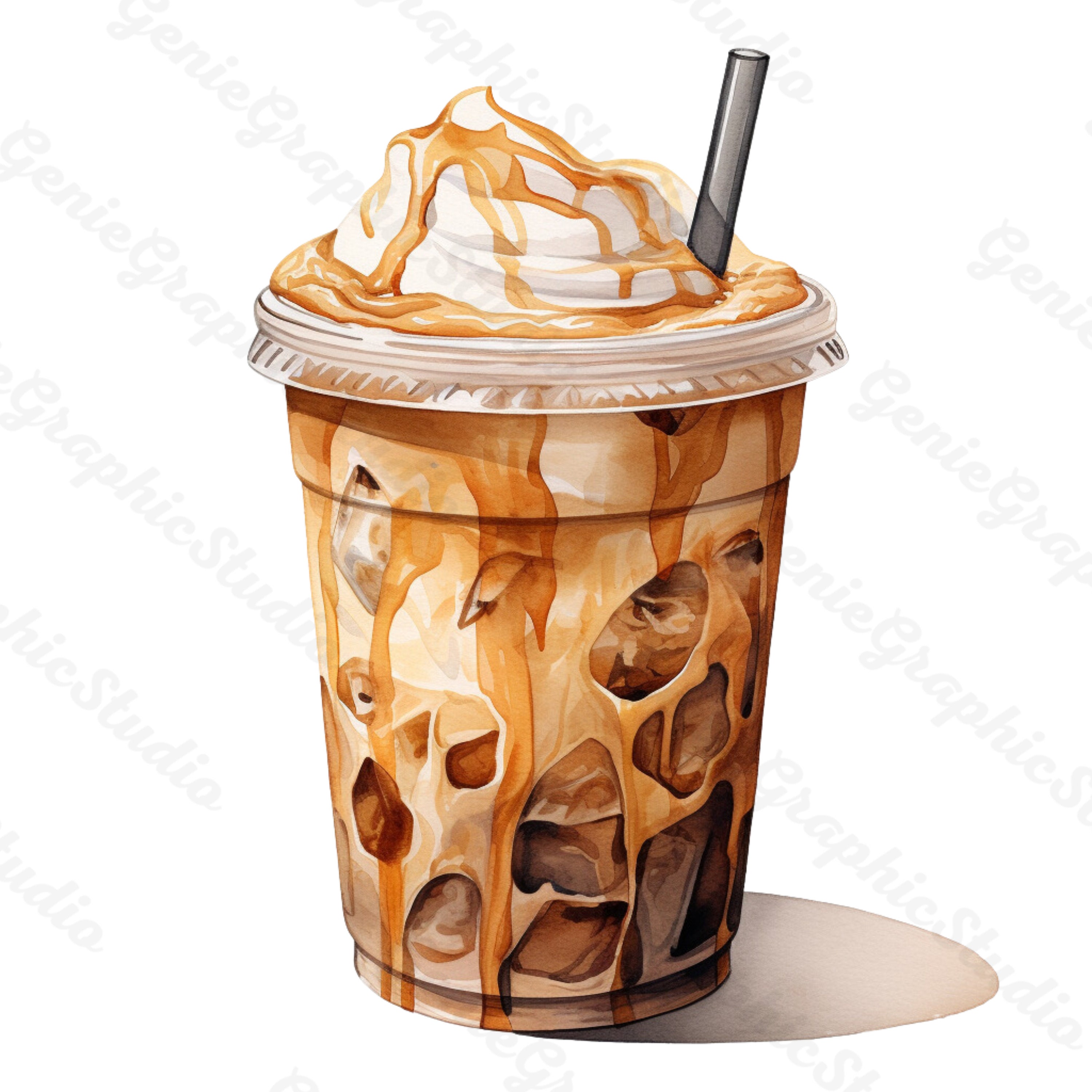 Watercolor Iced Coffee Clipart: PNG Printable Art (digital Download) - Etsy