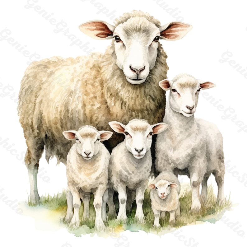 Watercolor Sheep Clipart: Farm Animal PNG Images (digital Download) - Etsy