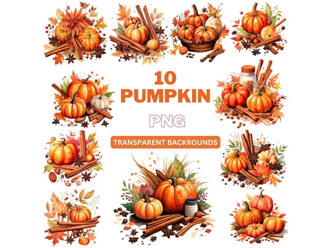 Pumpkin Clipart, Autumn Png, Halloween Clipart, Autumn Leaves, Fall ...