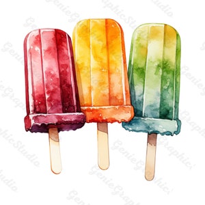Popsicle Clipart, Food Clipart, Summer Clipart, Watercolour Food ...