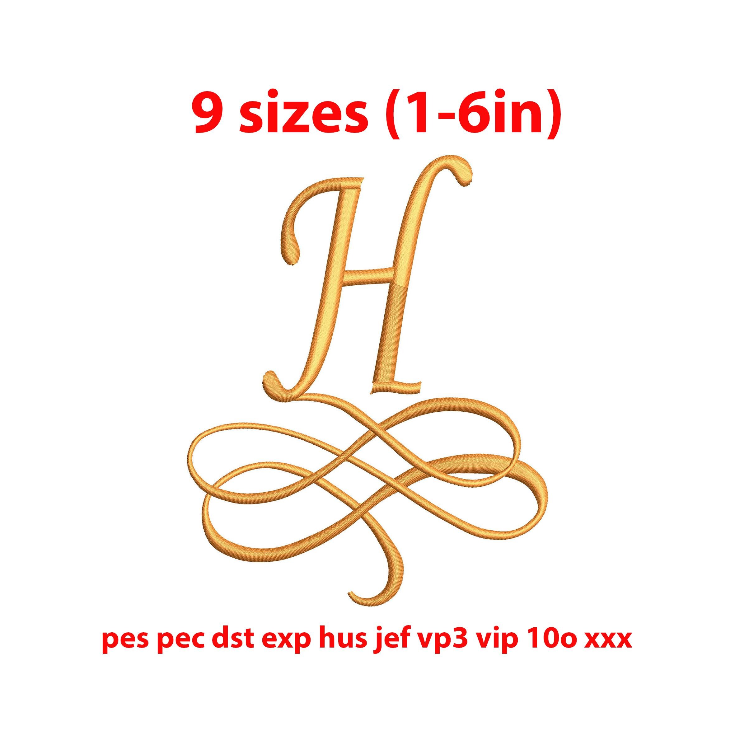 Elegant Letter H Embroidery Design - Wedding Monogram (9 Sizes ...
