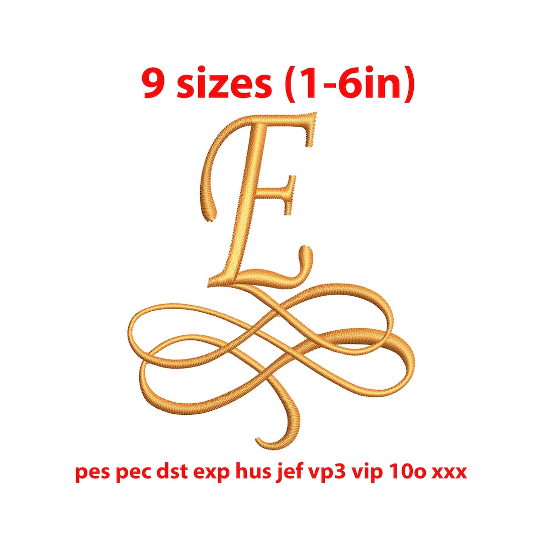 Elegant Monogram Letter E - Embroidery Font Design File - Wedding ...