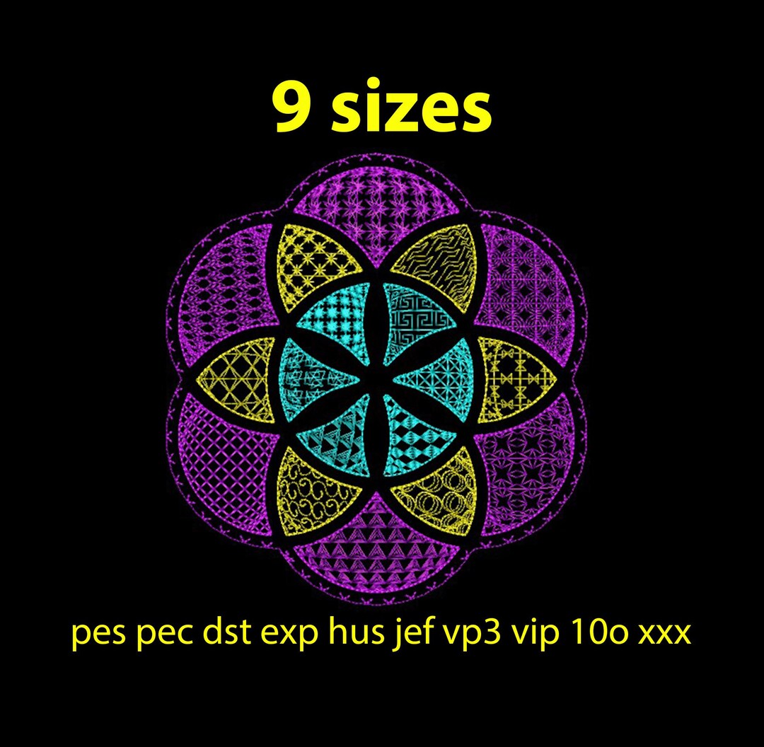 3D Mandala - Machine Embroidery Design - Napkin Design - 9 Sizes - Pes ...