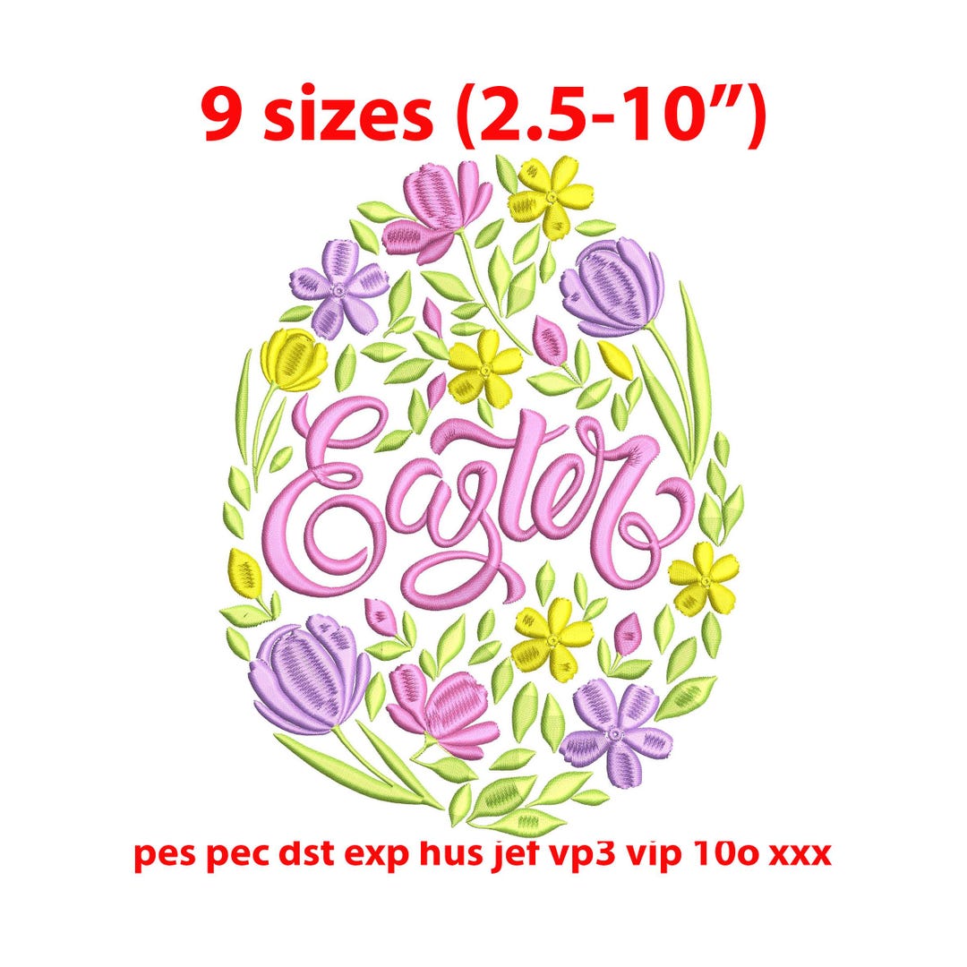 Easter Flower Egg - Machine Embroidery Design - Happy Easter Design for ...