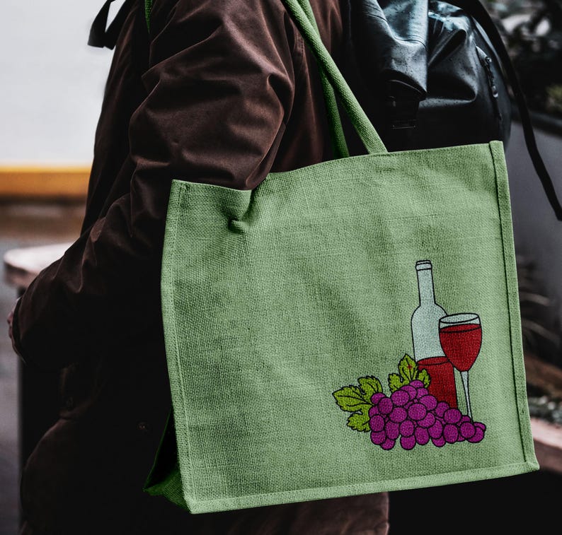 Grapes Wine Machine Embroidery Design - Bottle of Wine - Glass of Wine ...