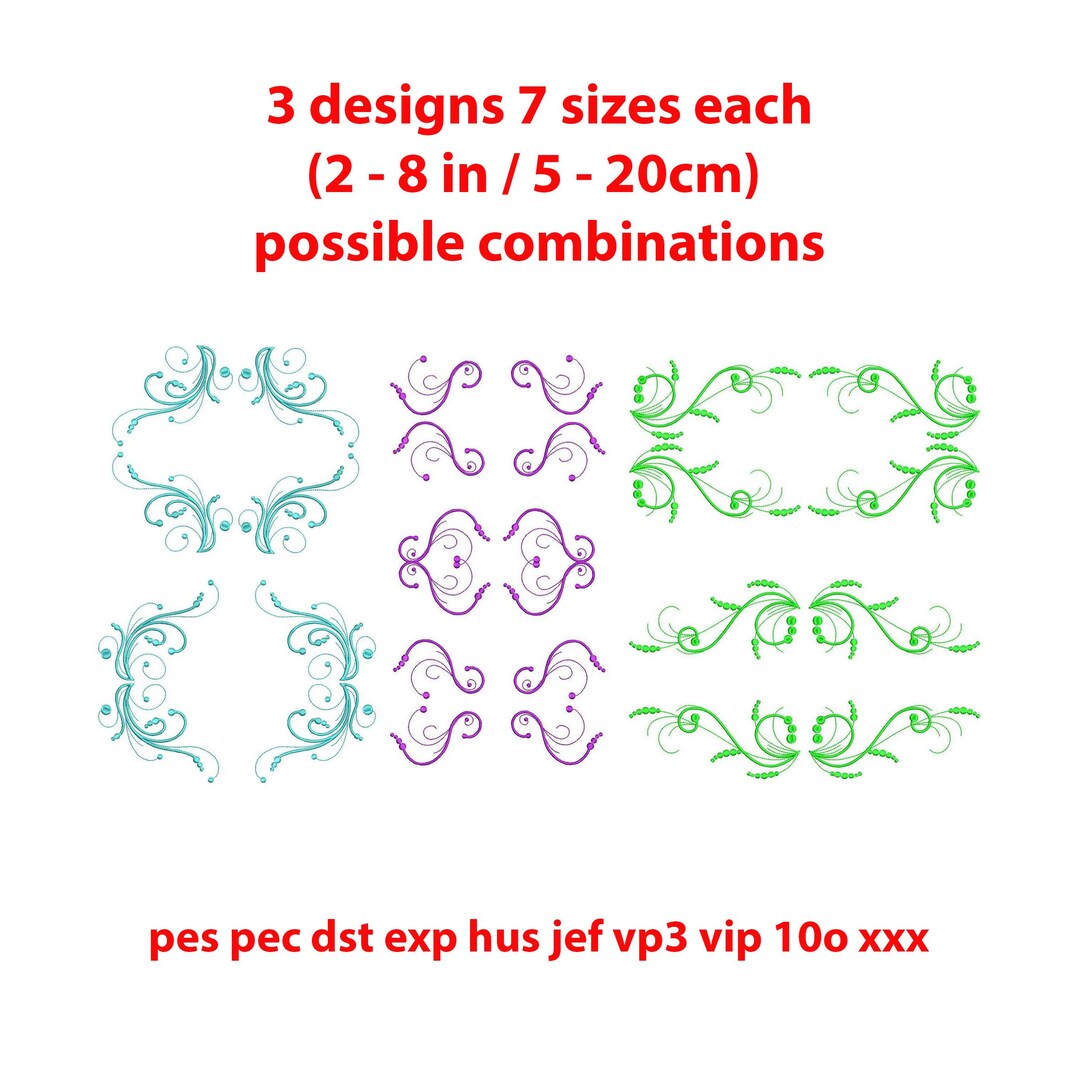 Monogram Border Curl Border Machine Embroidery Design - Curls Swirls ...