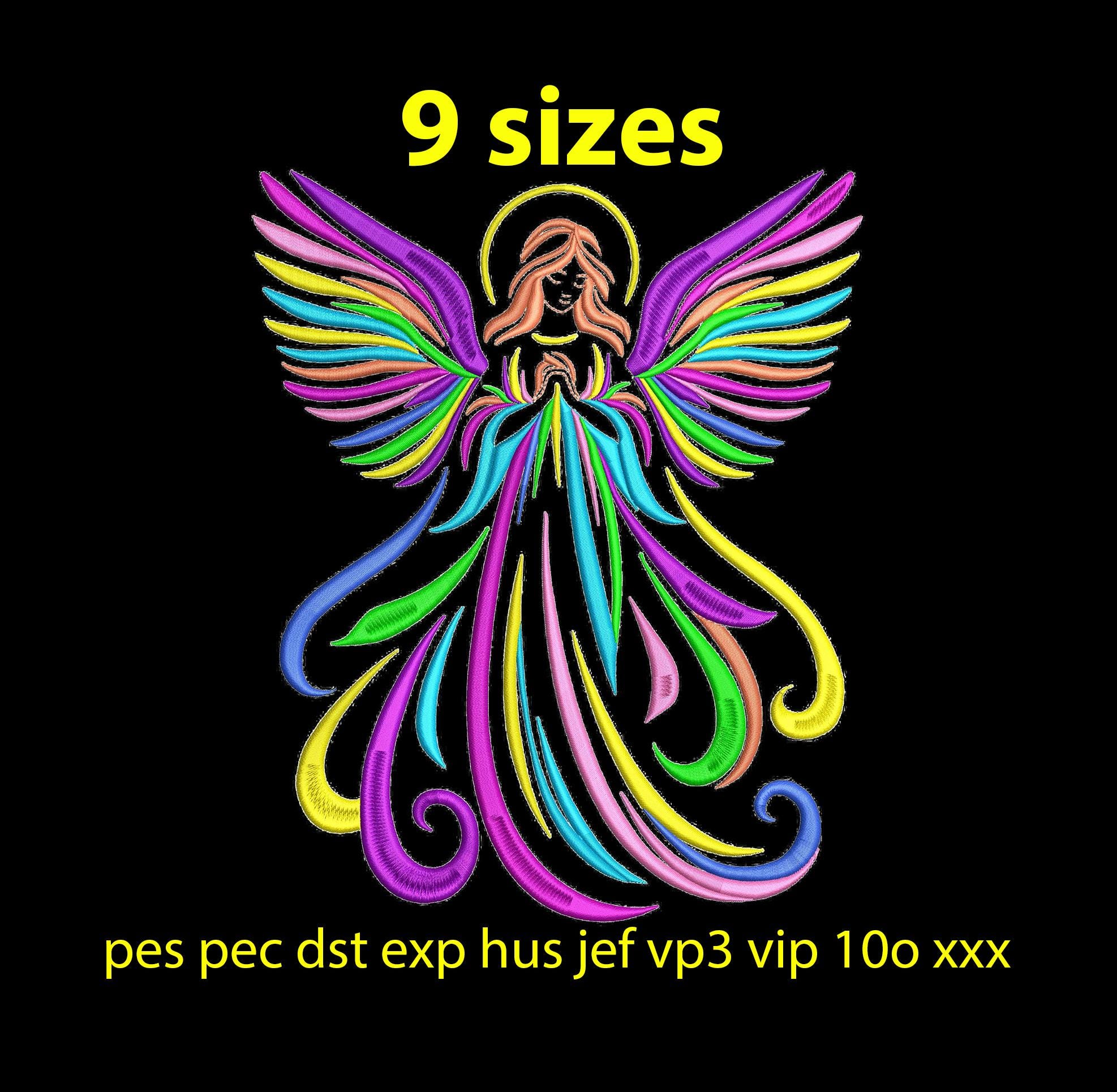 Praying Angel Colourful Machine Embroidery Design - Rainbow Angel With ...