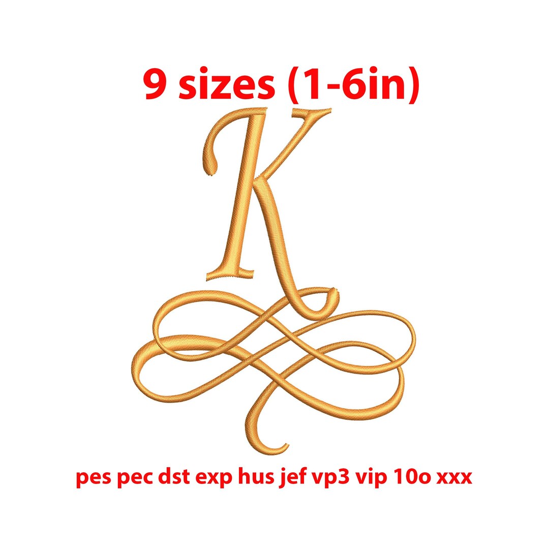 Elegant Monogram Letter K - Embroidery Font Design File - Wedding ...