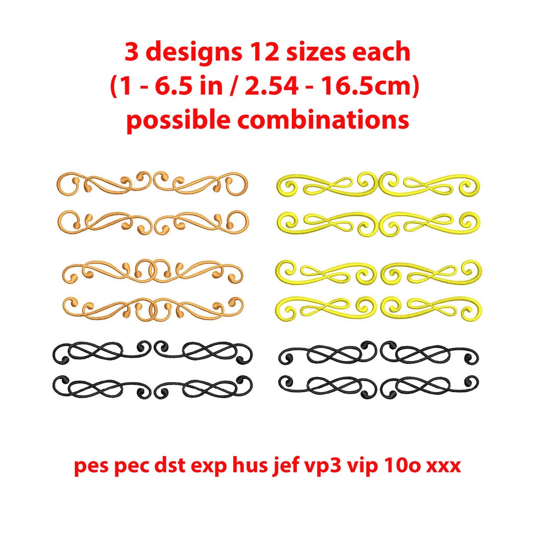 Monogram Border Curl Border Machine Embroidery Design - Curls Swirls ...