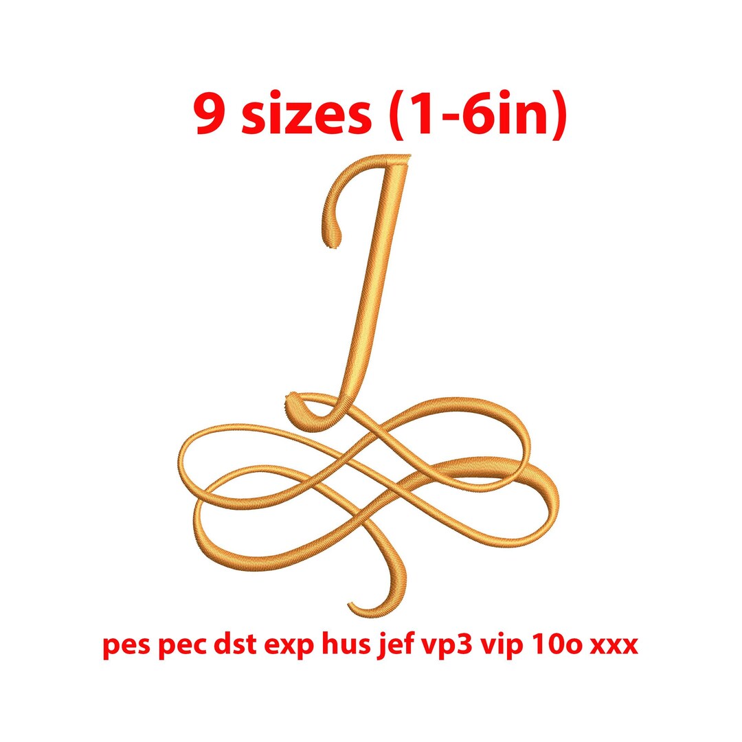 Elegant Letter J Embroidery Design – Wedding Monogram (9 Sizes ...