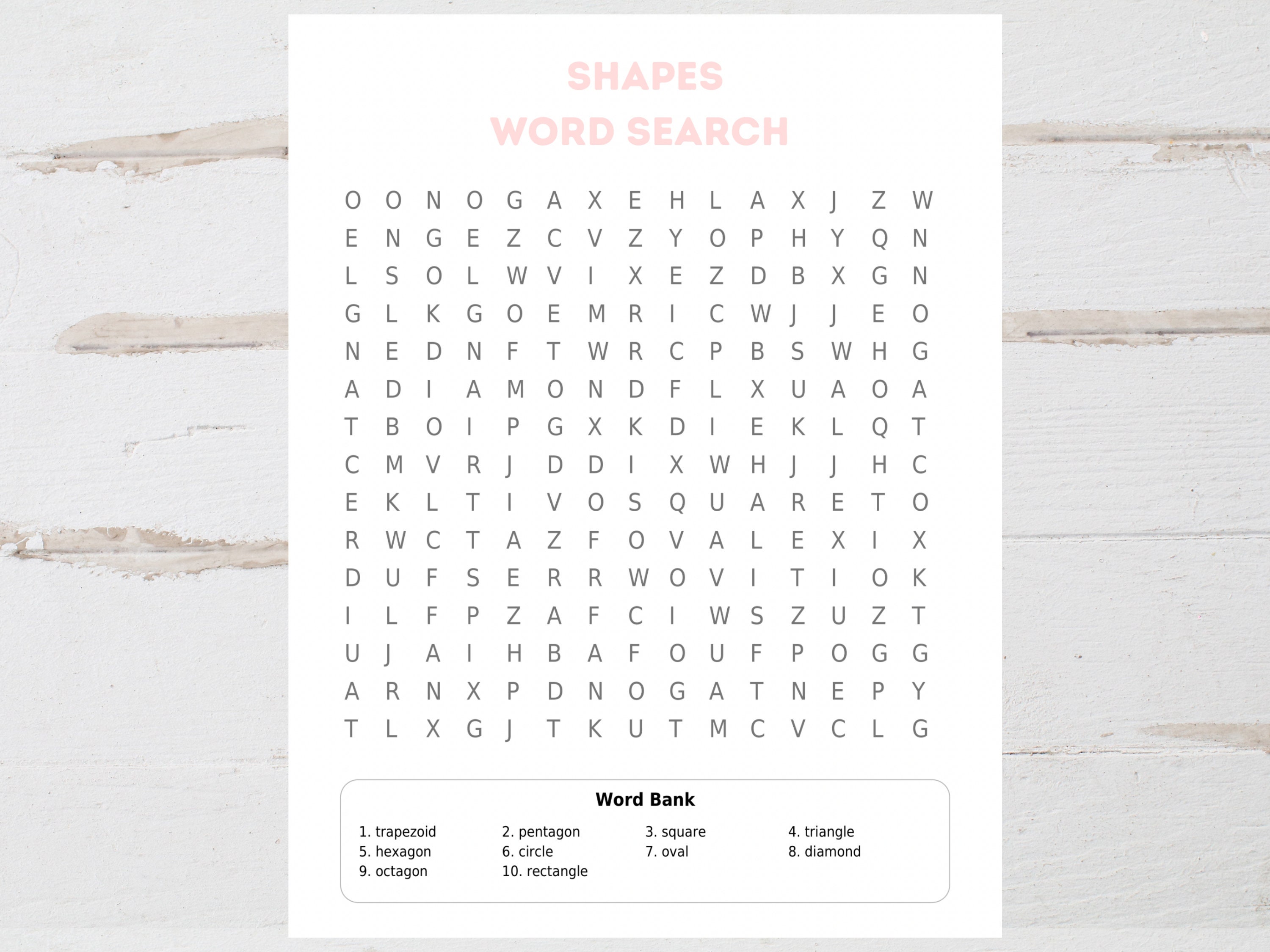 5 Word Search Printable Puzzle Kindergarten First Grade Word Search ...