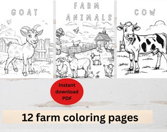 Farm Animal Coloring Pages for Kids, Farm Activity Sheet, Farm Birthday ...