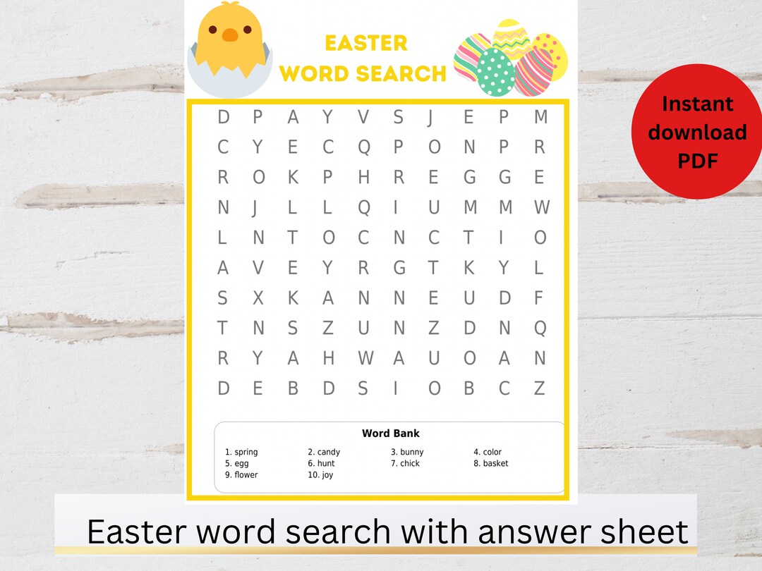 Printable Easter Spring Word Search Game, Easter Word Search Game Card ...