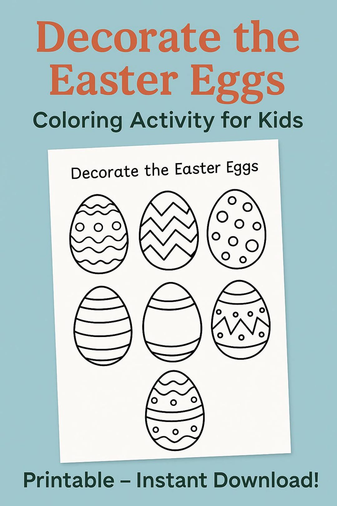 Easter Egg Coloring Activity for Kids | Printable Easter Egg Decorating ...