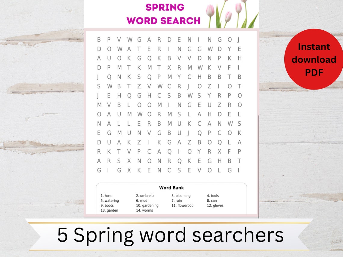 Word Search Spring Word Search Printable Printables Adult and Children ...