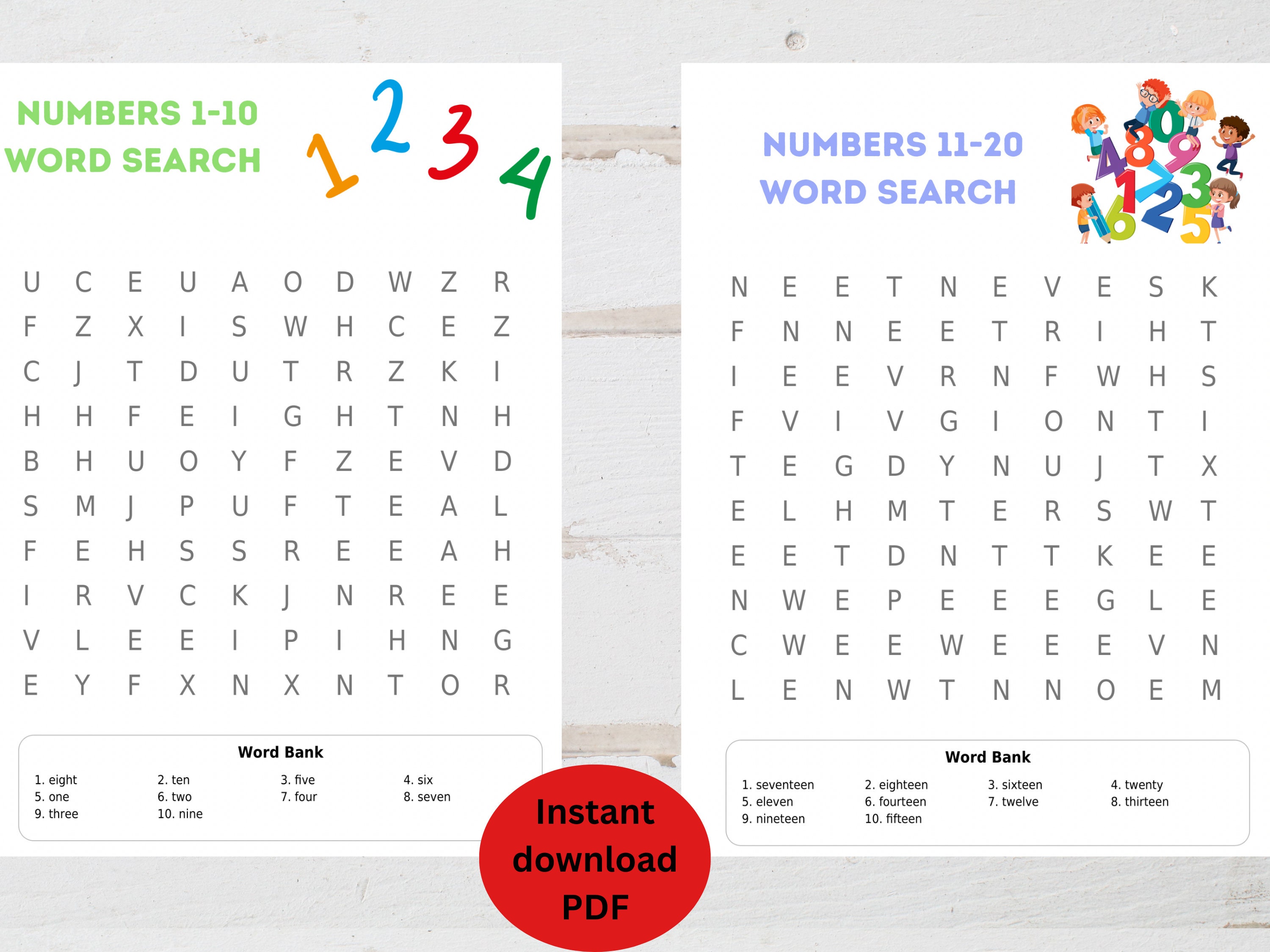 5 Word Search Printable Puzzle Kindergarten First Grade Word Search ...
