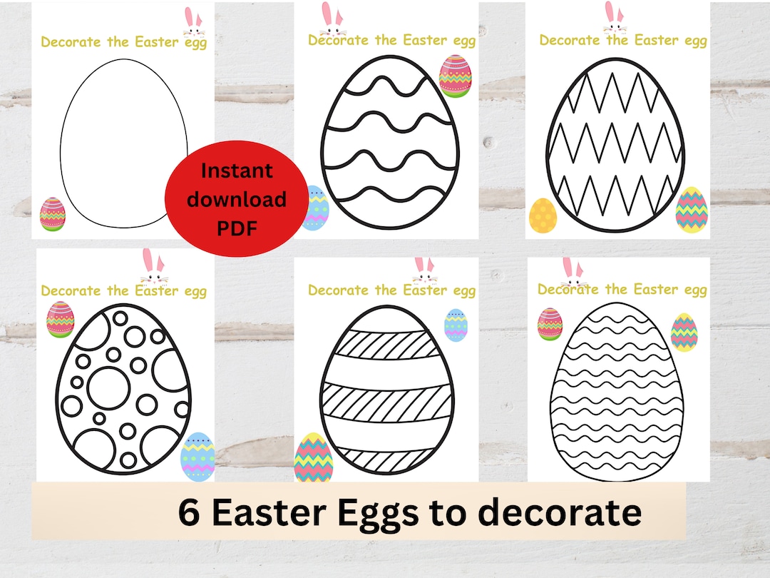 Decorate the Easter Eggs Coloring Activity for Kids, Easter Egg ...