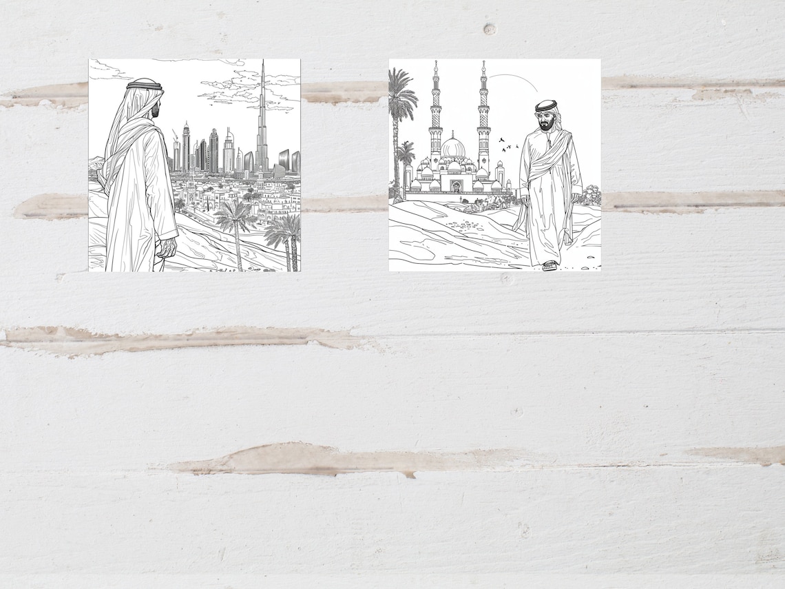 Dubai Landmarks, Burj Khalifa, Dubai Coloring Page Instant Download ...