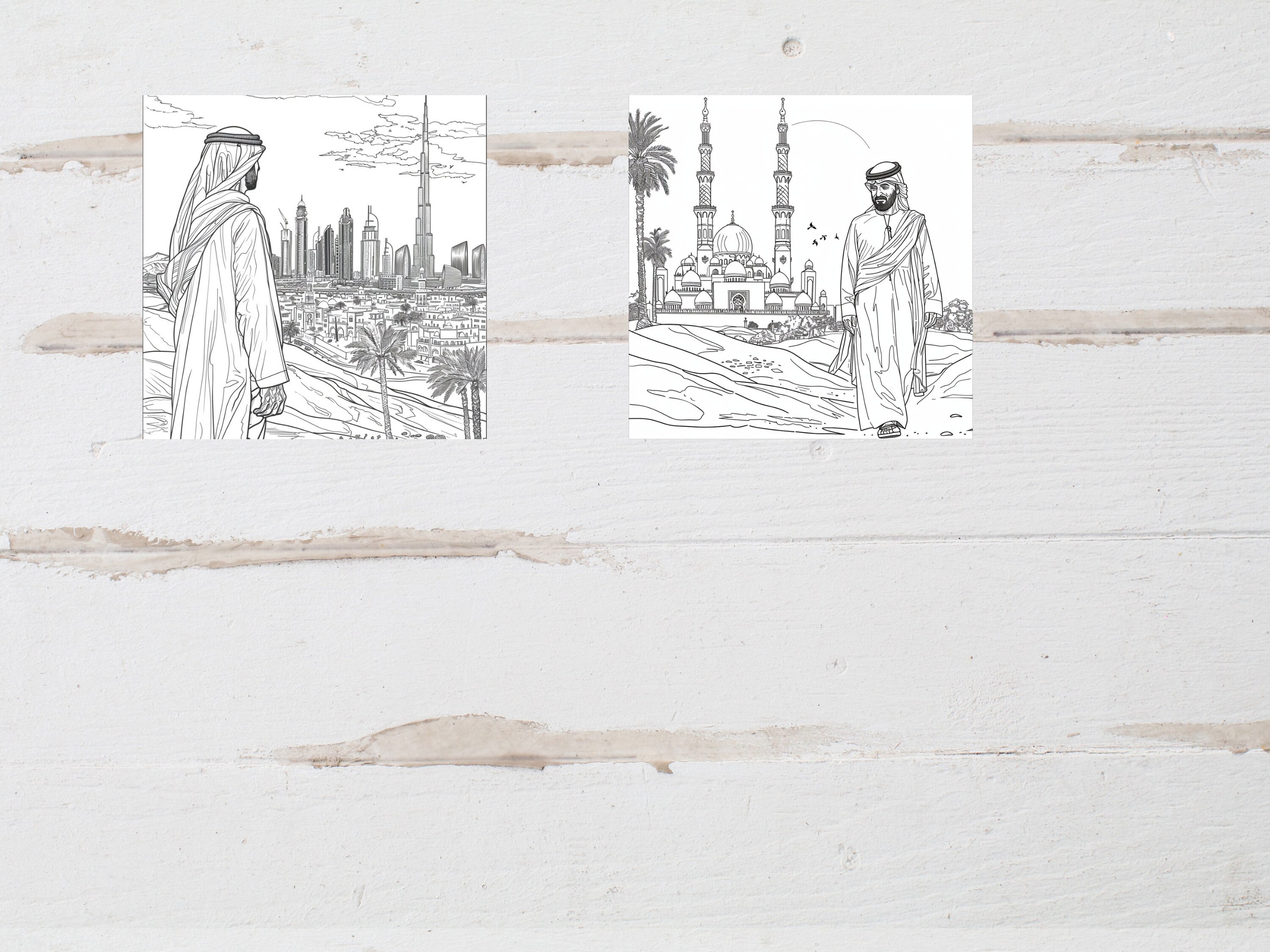 Dubai Landmarks, Burj Khalifa, Dubai Coloring Page Instant Download ...