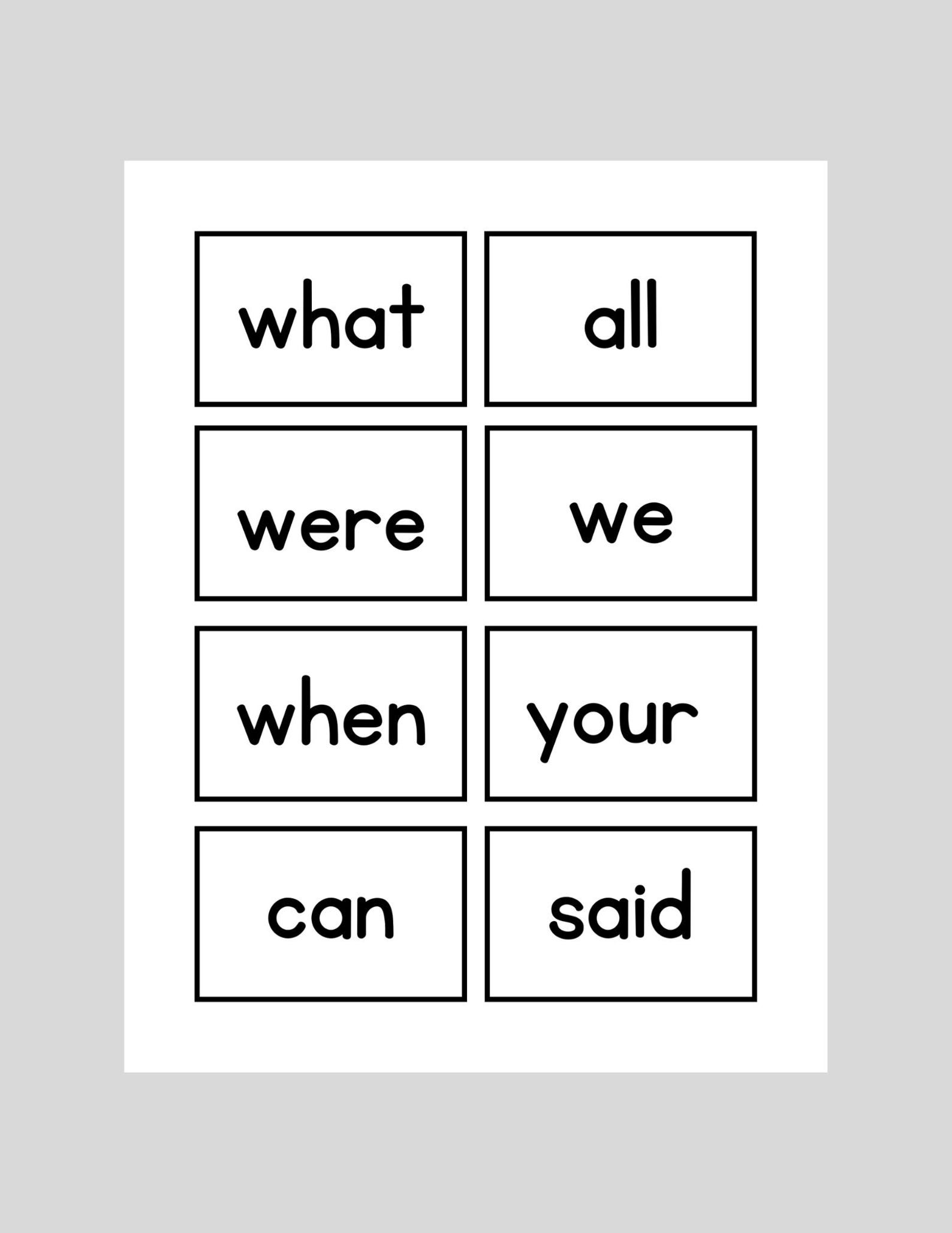 100 Sight Word Flash Cards Printable | Preschool & Kindergarten ...