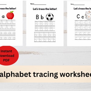 Alphabet Tracing Worksheets A-Z / ABC Tracing Workbook /handwriting ...