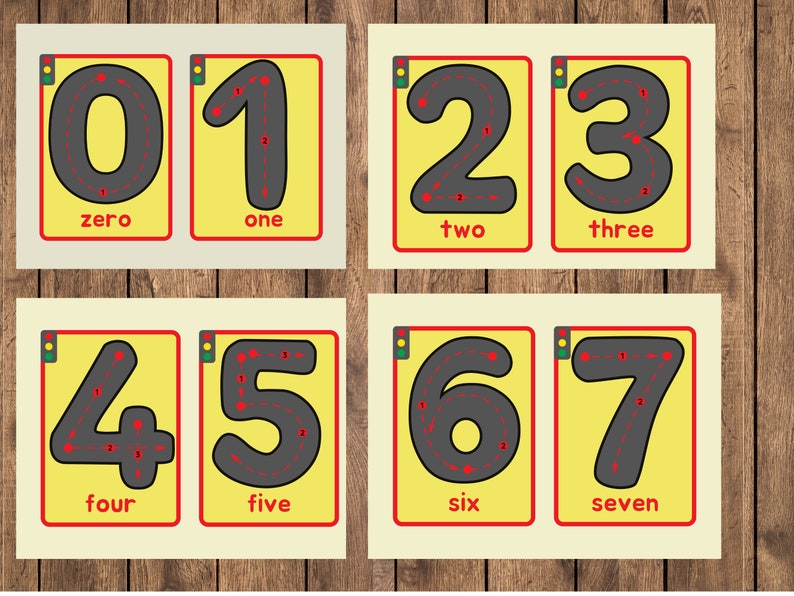 Number Tracing Posters & Flashcards, Vehicles and Roads, Printable ...