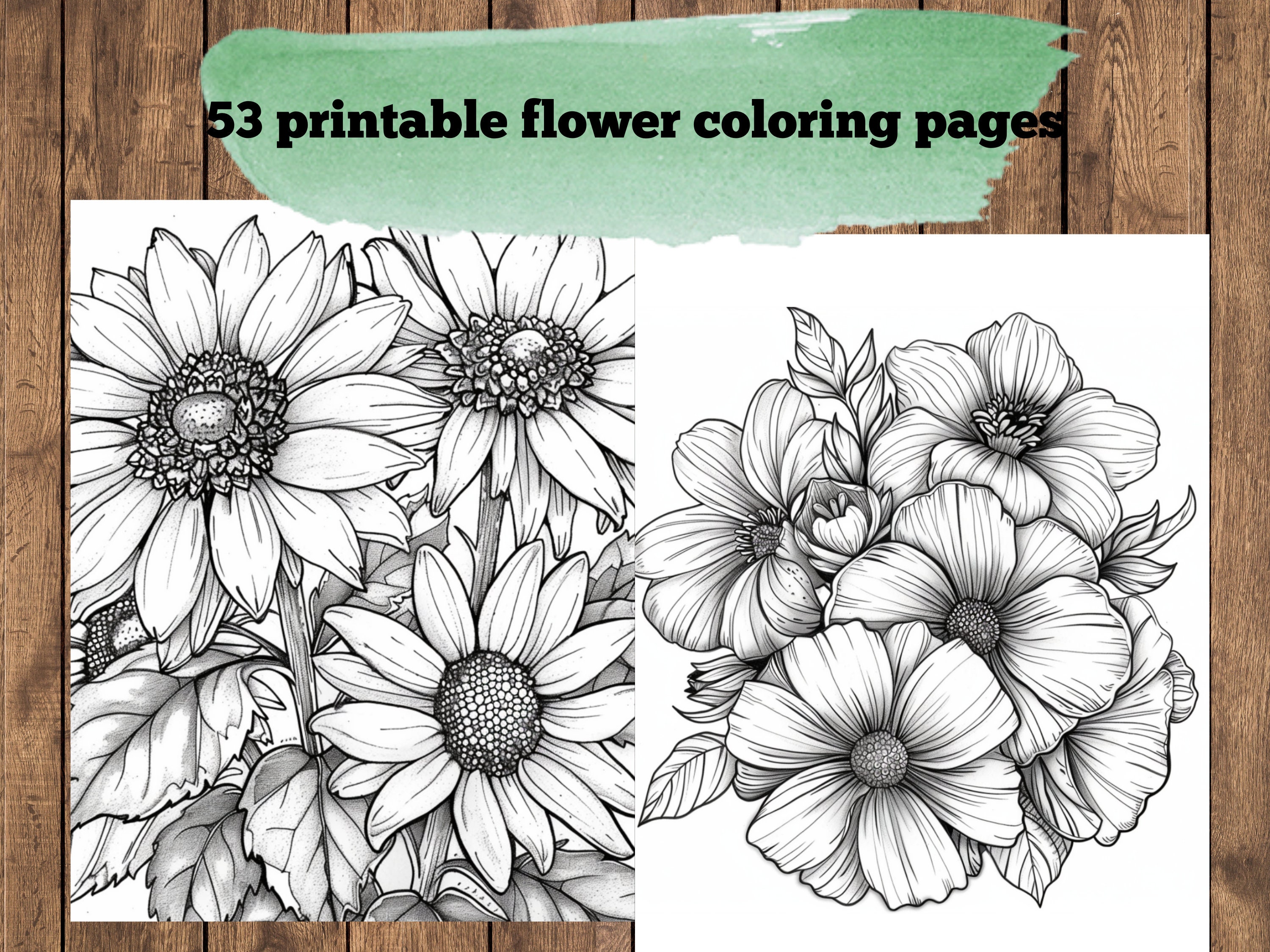 53 Flower Coloring, Bold and Easy Floral Coloring Pages, Flowers ...