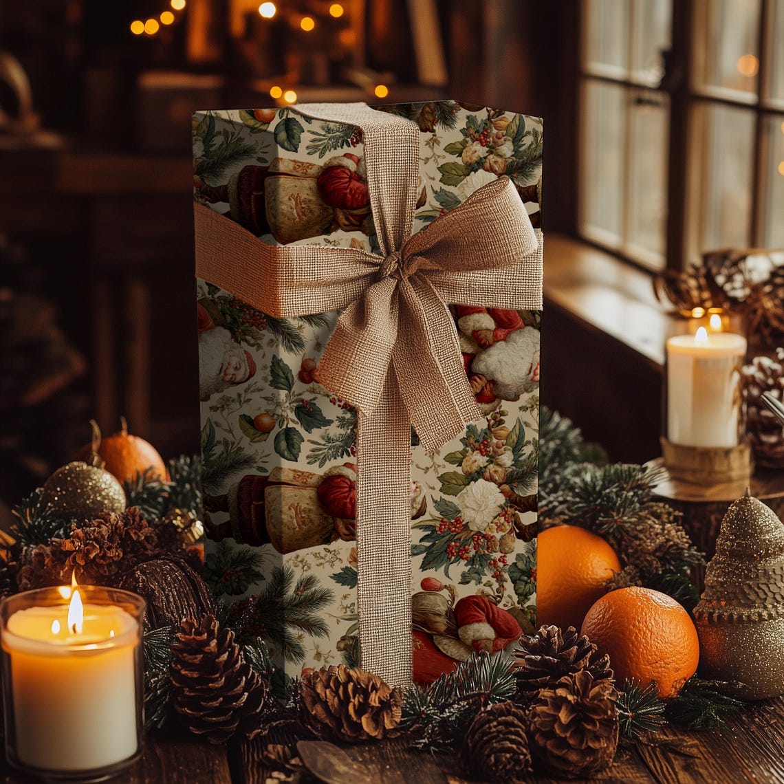 Vintage Santa Claus Gift Wrap - Old World Christmas Wrapping Paper With ...