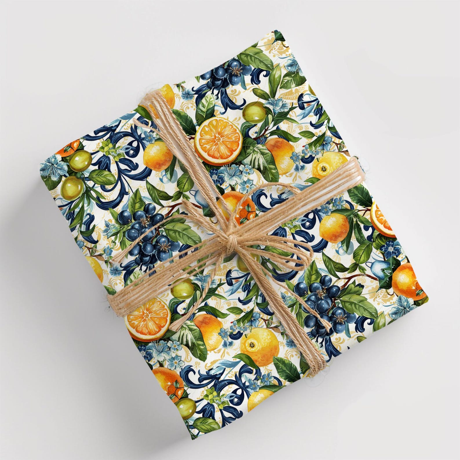 Citrus Fruit Gift Wrap - Vibrant Orange & Lemon Wrapping Paper With ...
