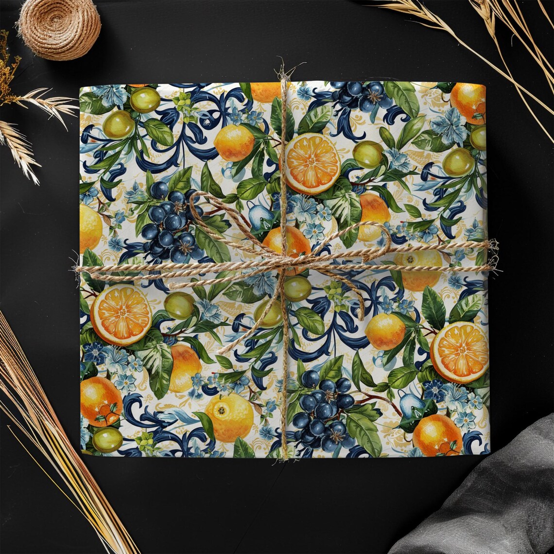 Citrus Fruit Gift Wrap - Vibrant Orange & Lemon Wrapping Paper With ...