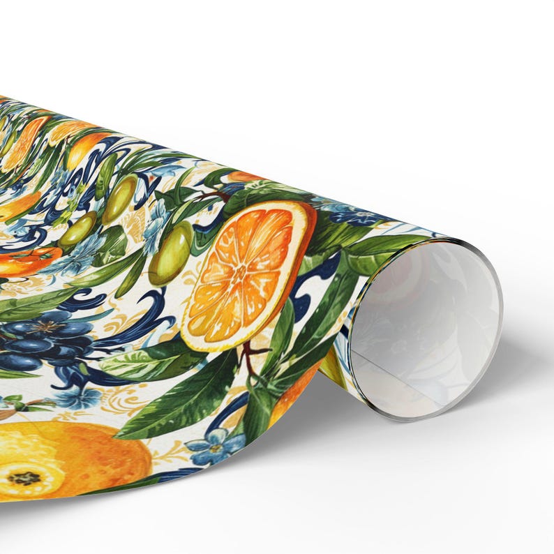 Citrus Fruit Gift Wrap - Vibrant Orange & Lemon Wrapping Paper With ...