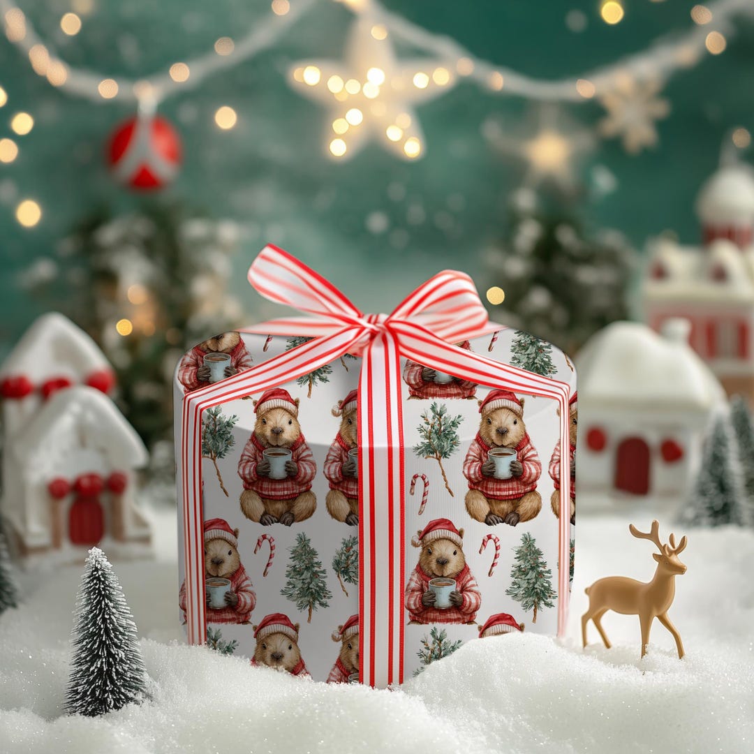Capybara Christmas Gift Wrap - Charming Holiday Wrapping Paper - Etsy