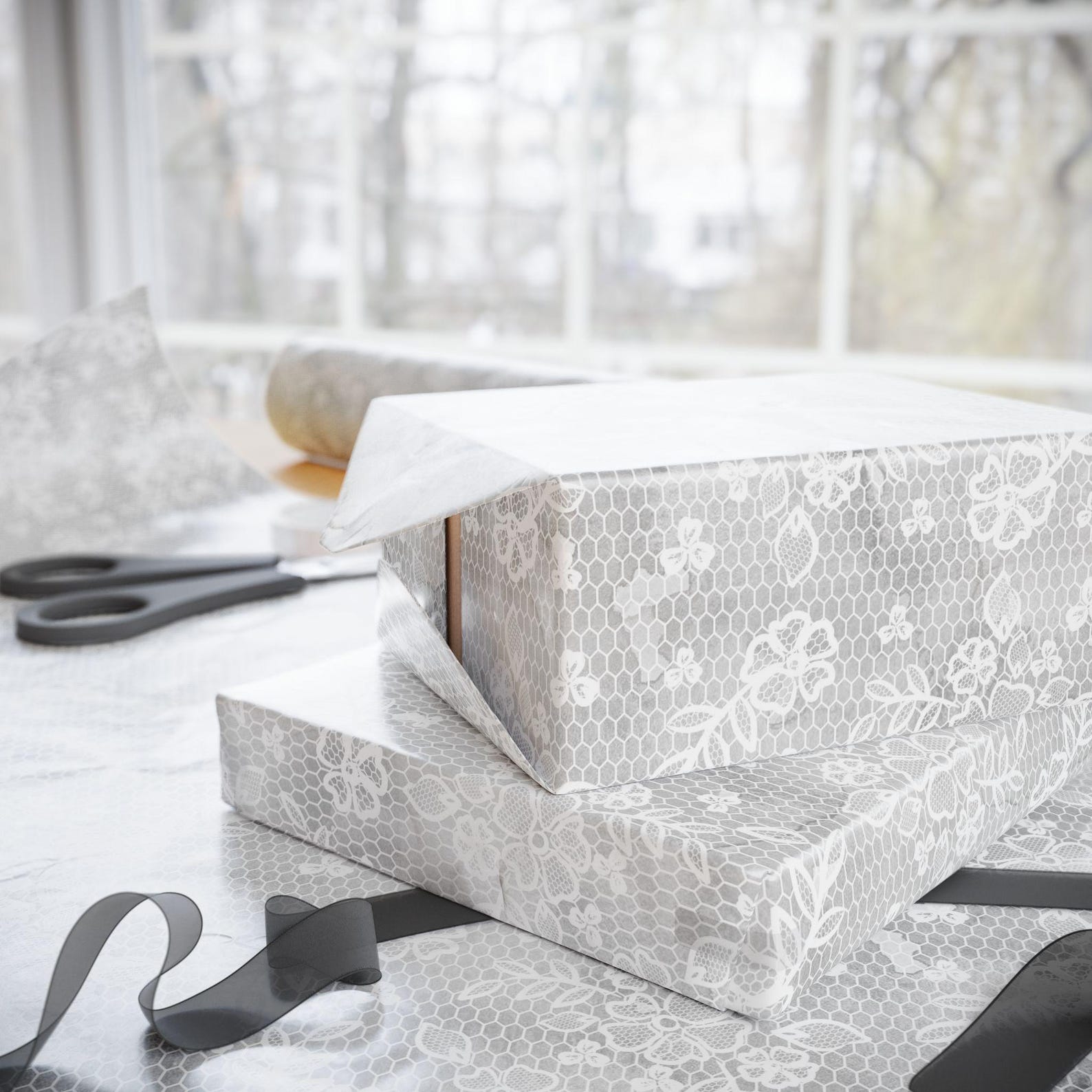 Gray Lace Optic Gift Wrap: Elegant, Neutral Design for All Occasions - Etsy