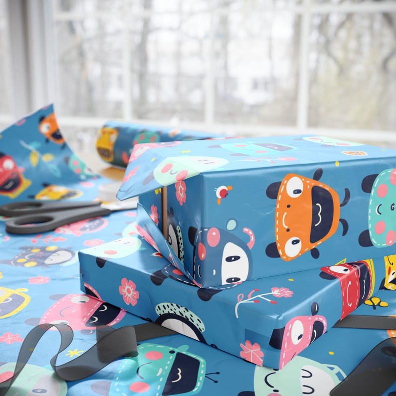 Baby Boy Gift Wrap: Smiley Cars - Baby Shower or Birthday Present - Etsy